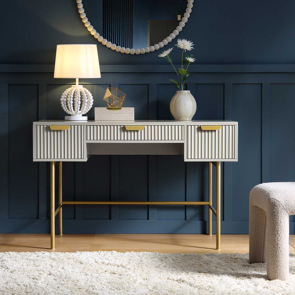 Richmond Ridged Dressing Table, Matte Taupe | daals