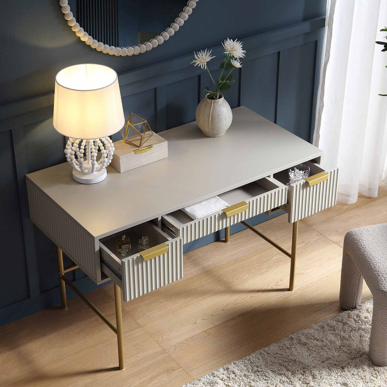 Richmond Ridged Dressing Table, Matte Taupe | daals