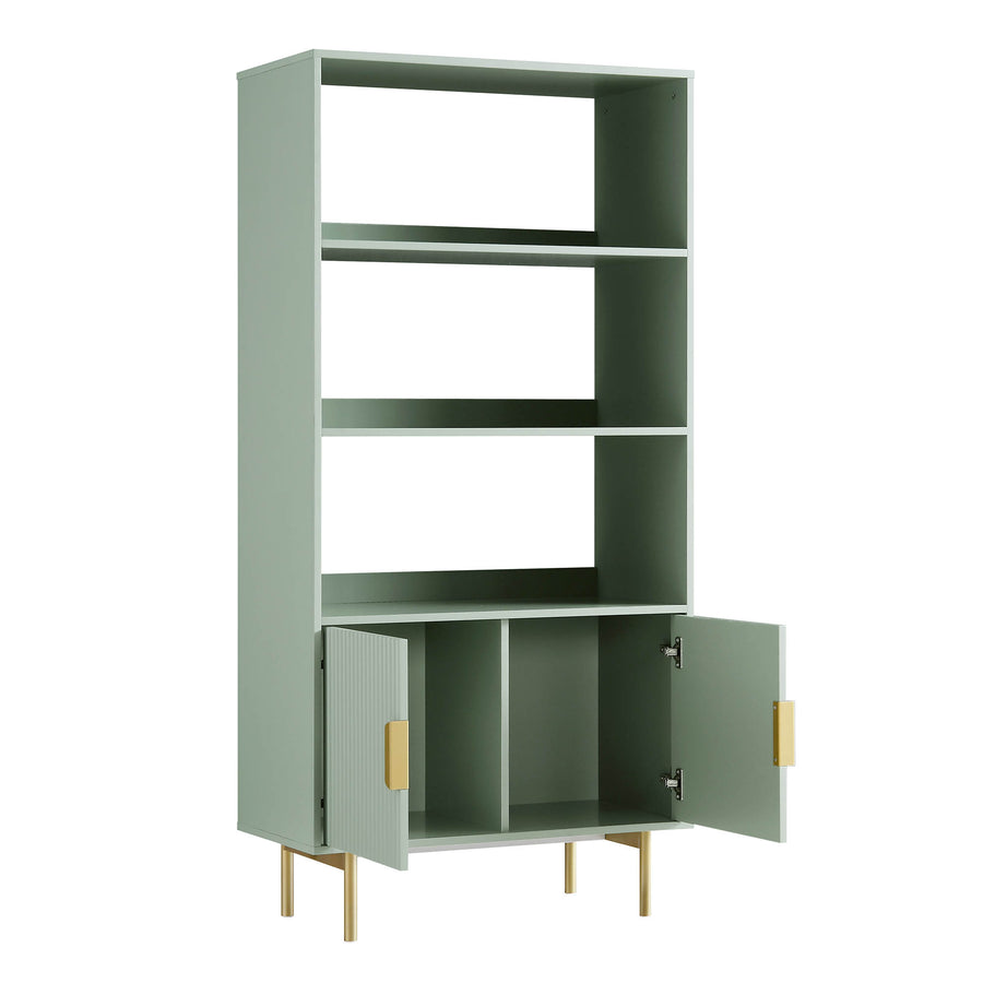 Richmond Ridged Tall Bookcase with Doors, Matte Sage Green | daals