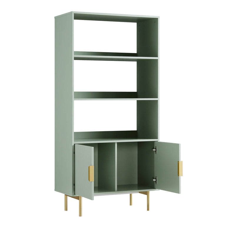 Richmond Ridged Tall Bookcase with Doors, Matte Sage Green | daals