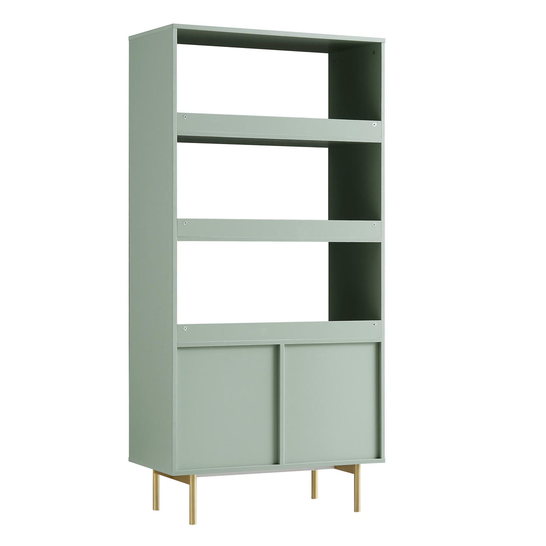 Richmond Ridged Tall Bookcase with Doors, Matte Sage Green | daals
