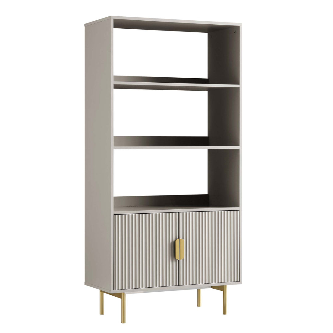 Richmond Ridged Tall Bookcase with Doors, Matte Taupe | daals