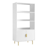 Richmond Ridged Tall Bookcase with Doors, Matte White | daals