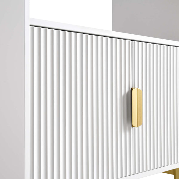 Richmond Ridged Tall Bookcase with Doors, Matte White | daals