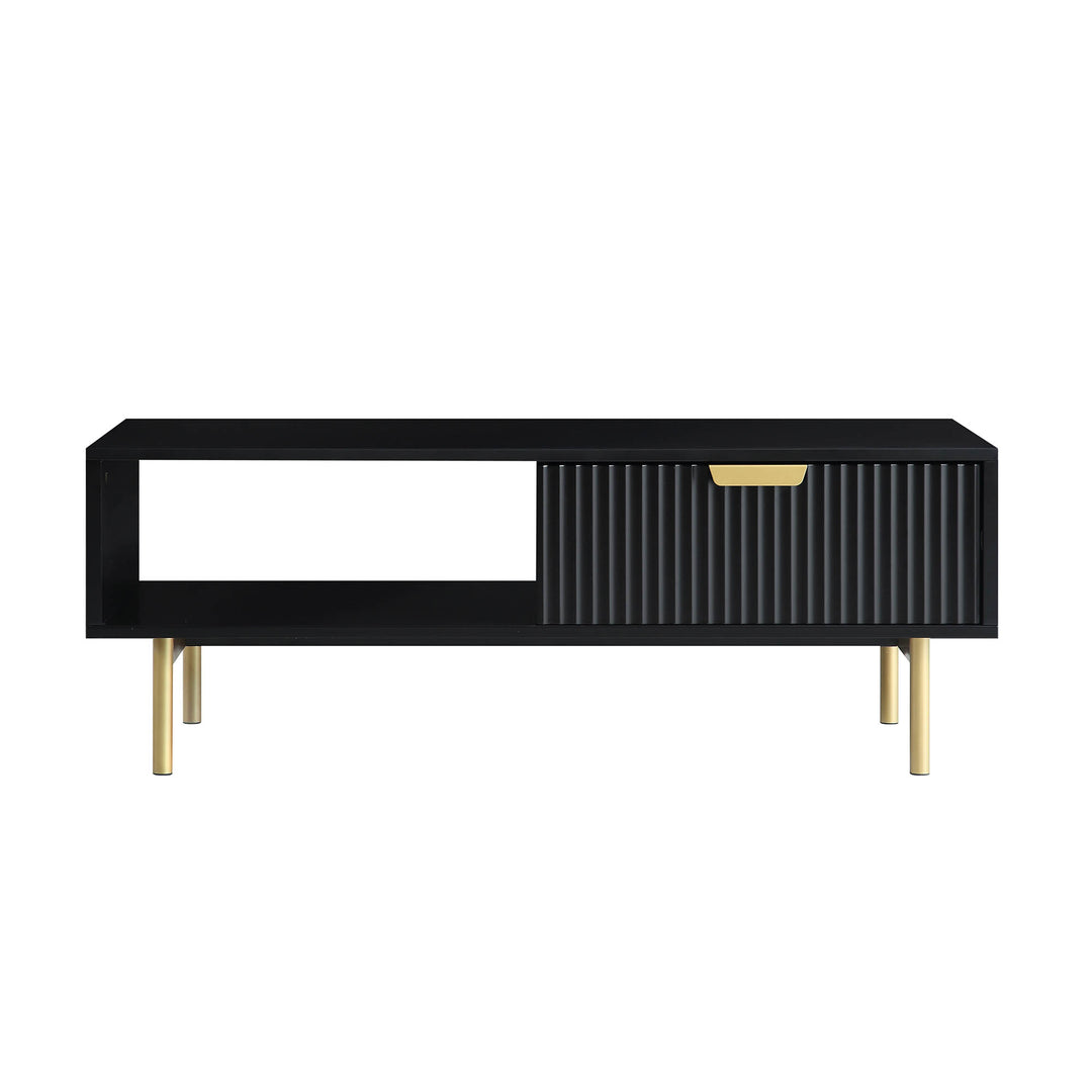 Richmond Ridged Coffee Table with Drawer, Matte Black | daals