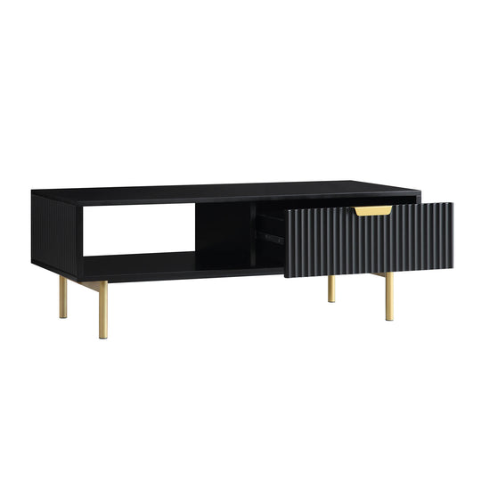 Richmond Ridged Coffee Table with Drawer, Matte Black | daals