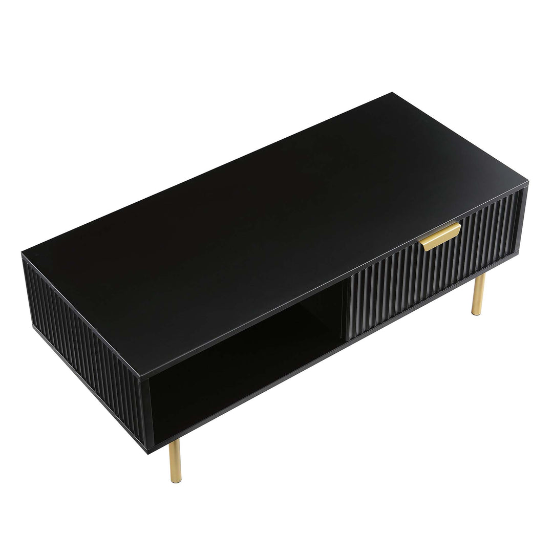 Richmond Ridged Coffee Table with Drawer, Matte Black | daals