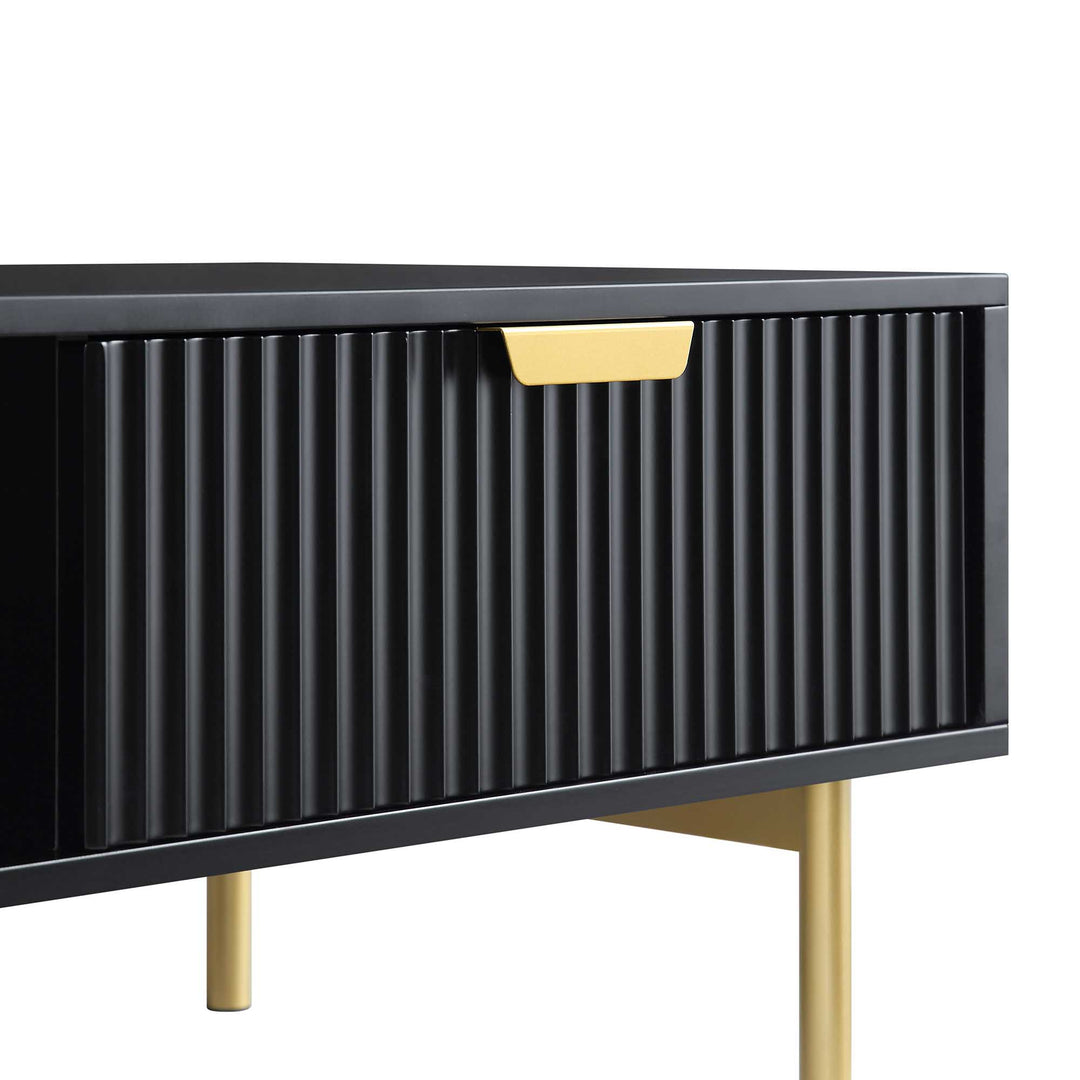 Richmond Ridged Coffee Table with Drawer, Matte Black | daals