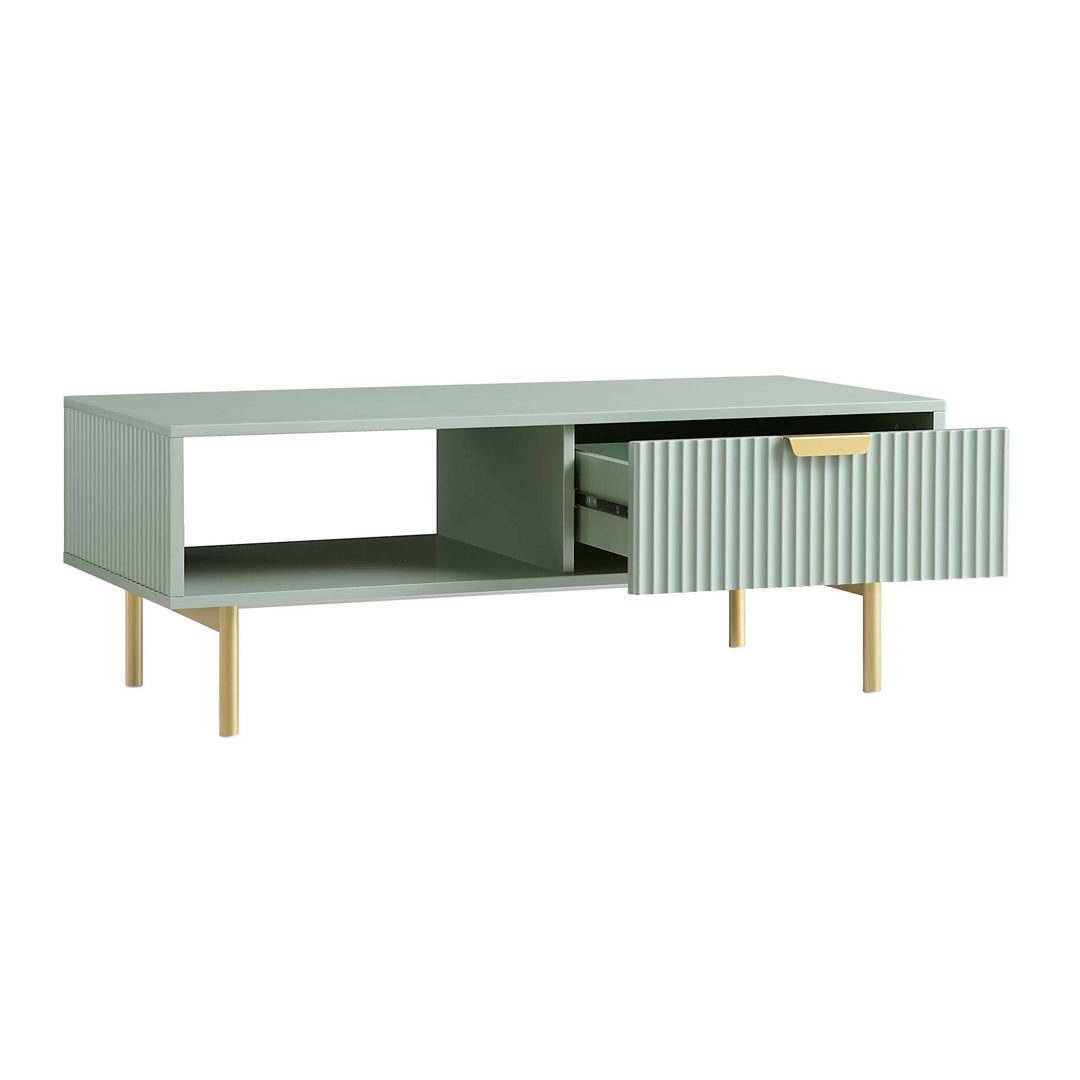 Richmond Ridged Coffee Table with Drawer, Matte Sage Green | daals