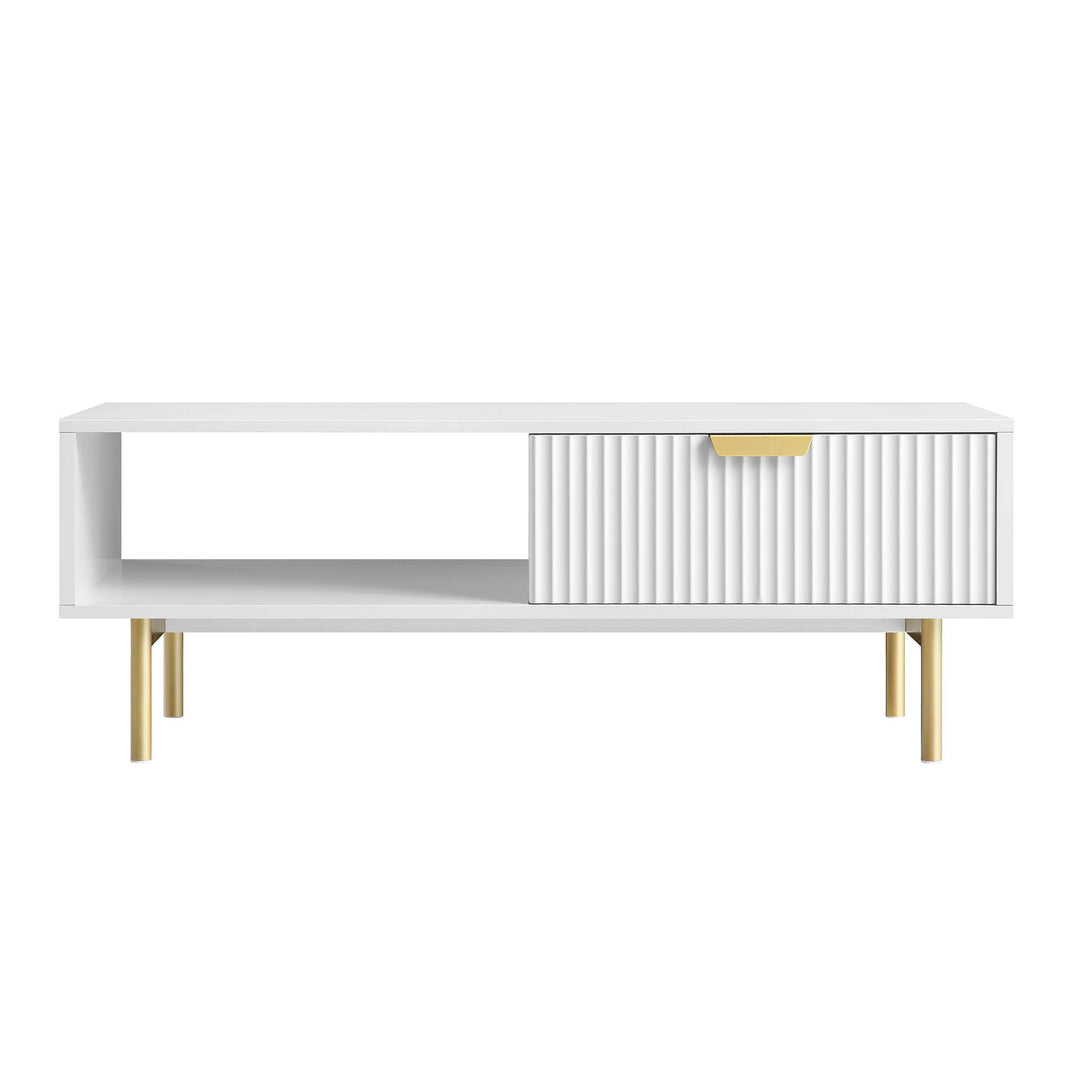Richmond Ridged Coffee Table with Drawer, Matte White | daals