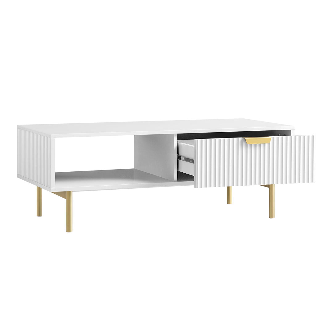 Richmond Ridged Coffee Table with Drawer, Matte White | daals