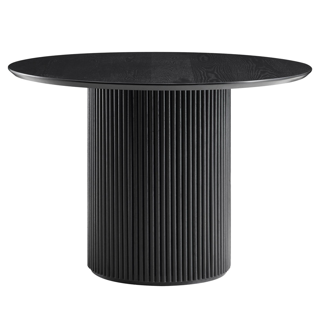 Maru Round Oak Pedestal Dining Table, Black | daals