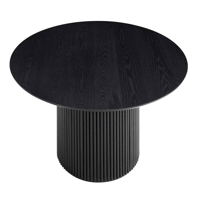 Maru Round Oak Pedestal Dining Table, Black | daals