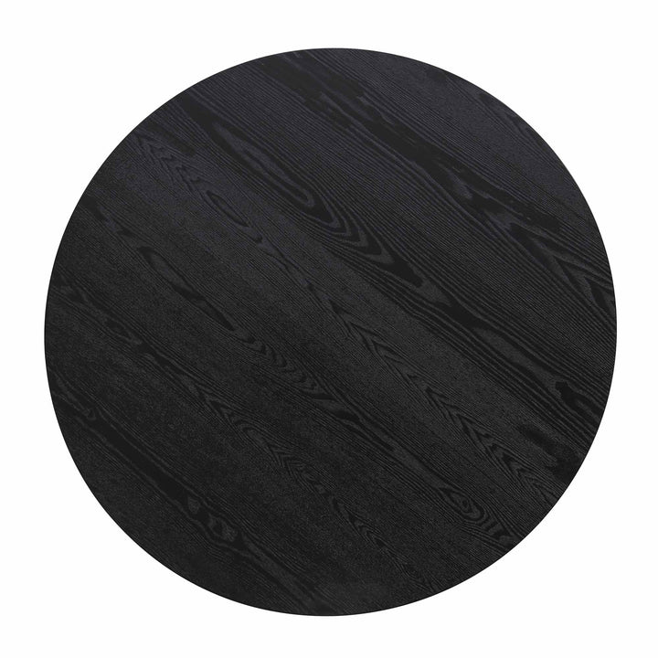 Maru Round Oak Pedestal Dining Table, Black | daals