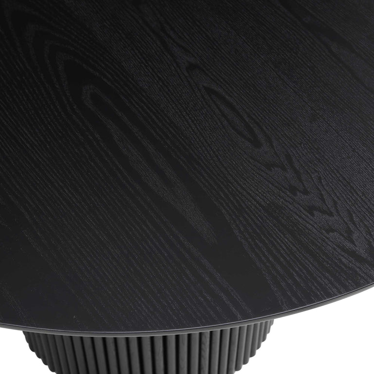 Maru Round Oak Pedestal Dining Table, Black | daals