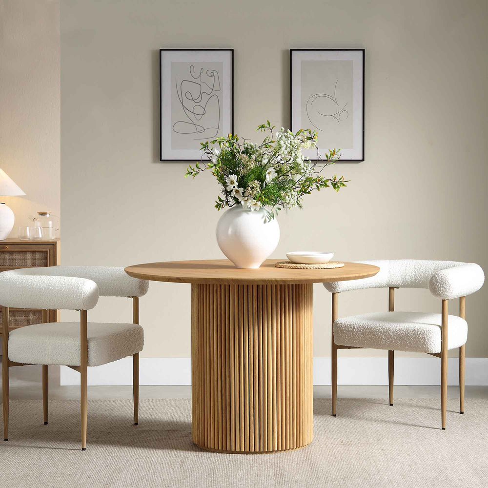 Maru Round Oak Pedestal Dining Table, Oak | daals