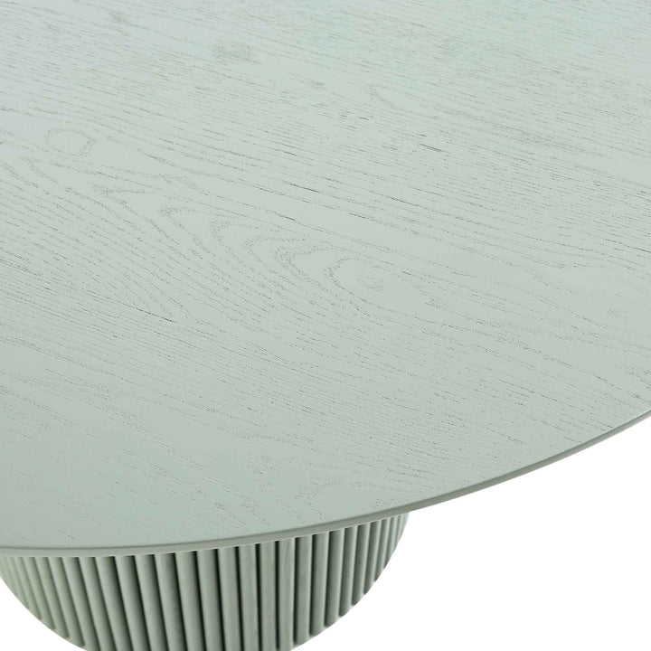 Maru Round Oak Pedestal Dining Table, Sage Green | daals