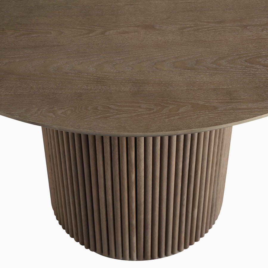 Maru Round Oak Pedestal Dining Table, Silver Oak | daals