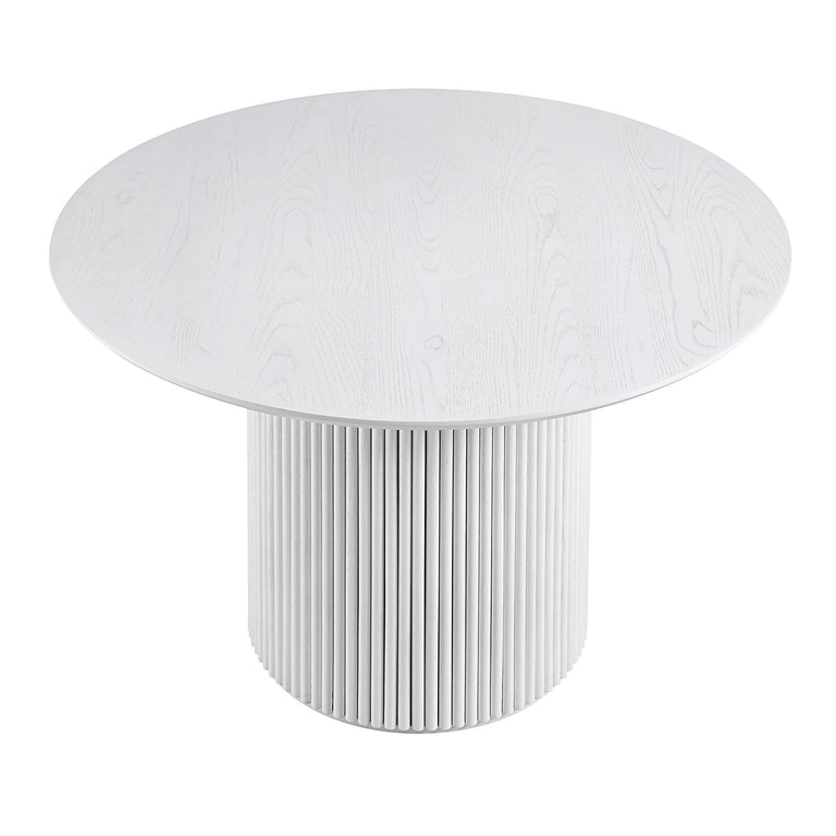 Maru Round Oak Pedestal Dining Table, Washed White | daals