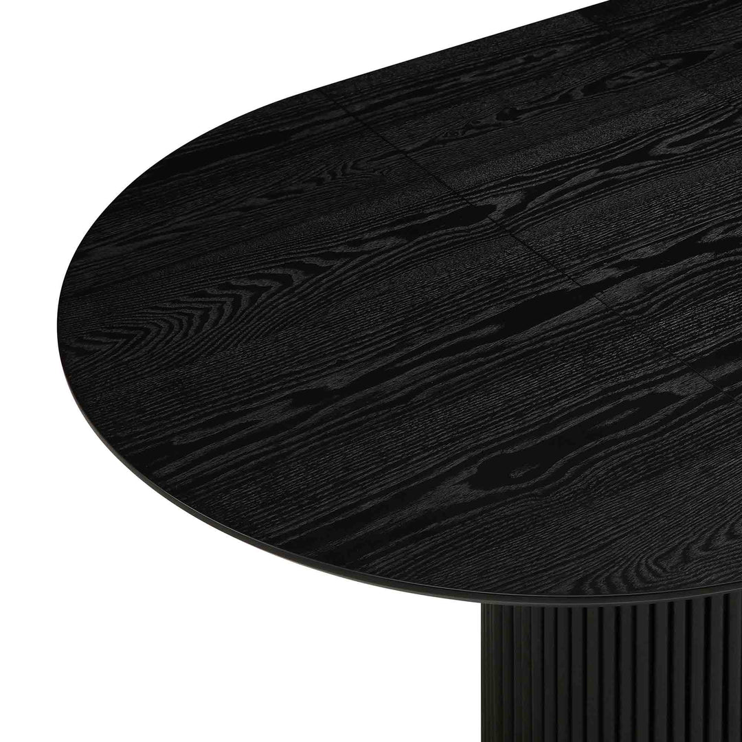 Maru Round 4-6 Seater Extending Oak Pedestal Dining Table, Black | daals