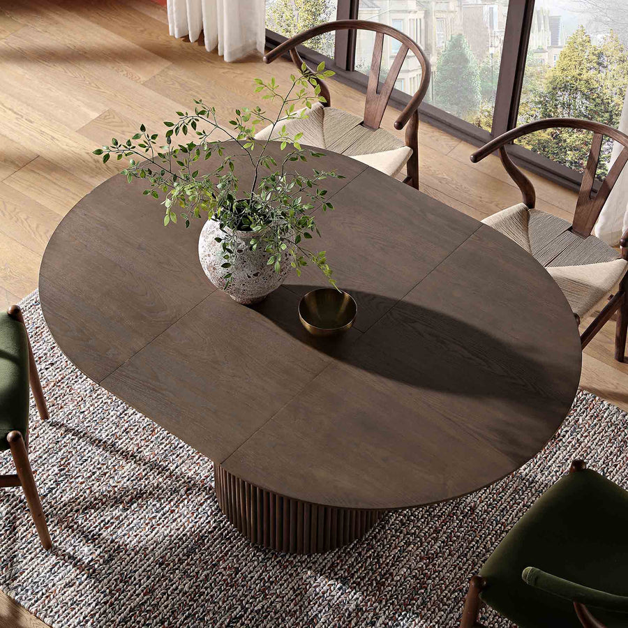 Maru Round 4-6 Seater Extending Oak Pedestal Dining Table, Silver Oak ...