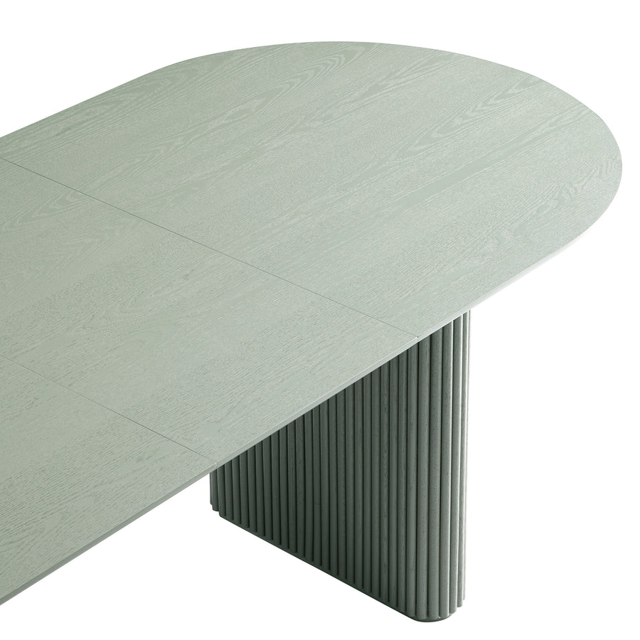 Maru Oval 6-8 Seater Extending Oak Pedestal Dining Table, Sage Green ...