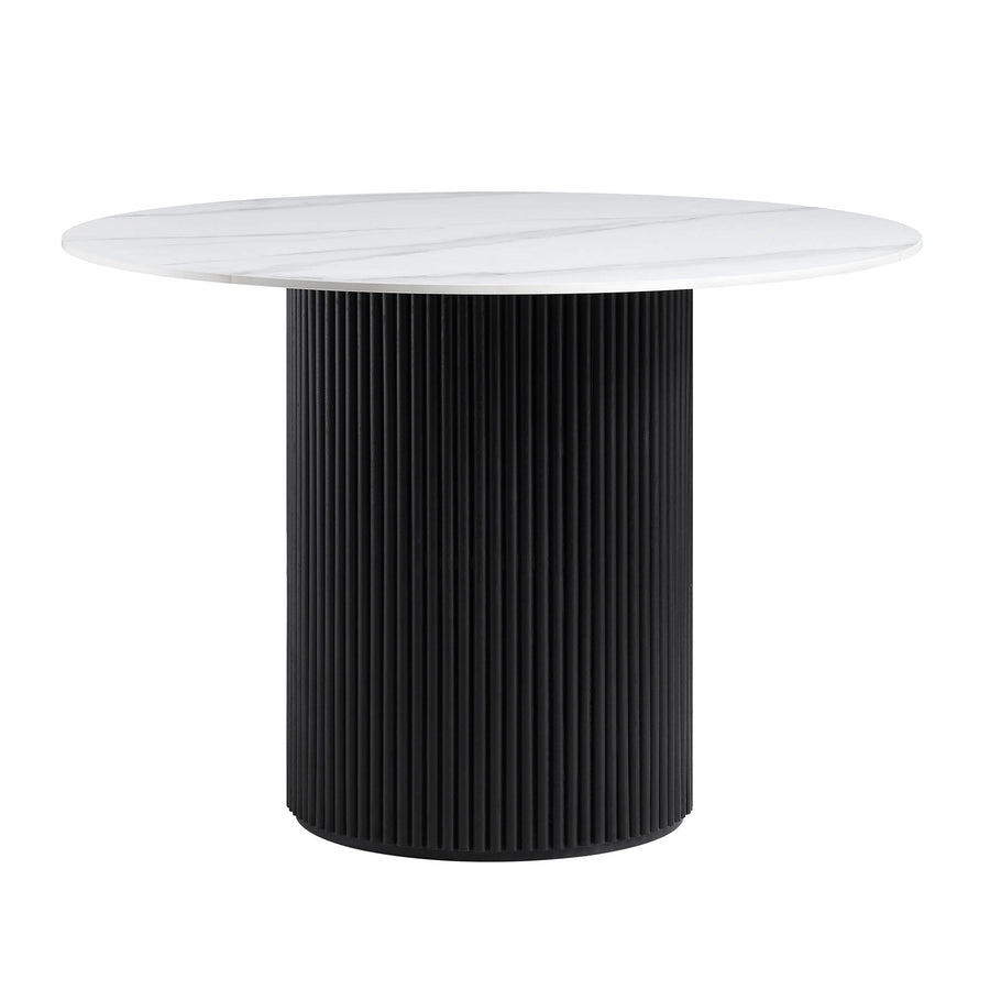Maru Ceramic Top Black Pedestal Round Dining Table | daals