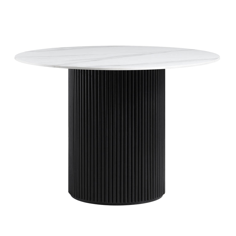 Maru Ceramic Top Black Pedestal Round Dining Table | daals
