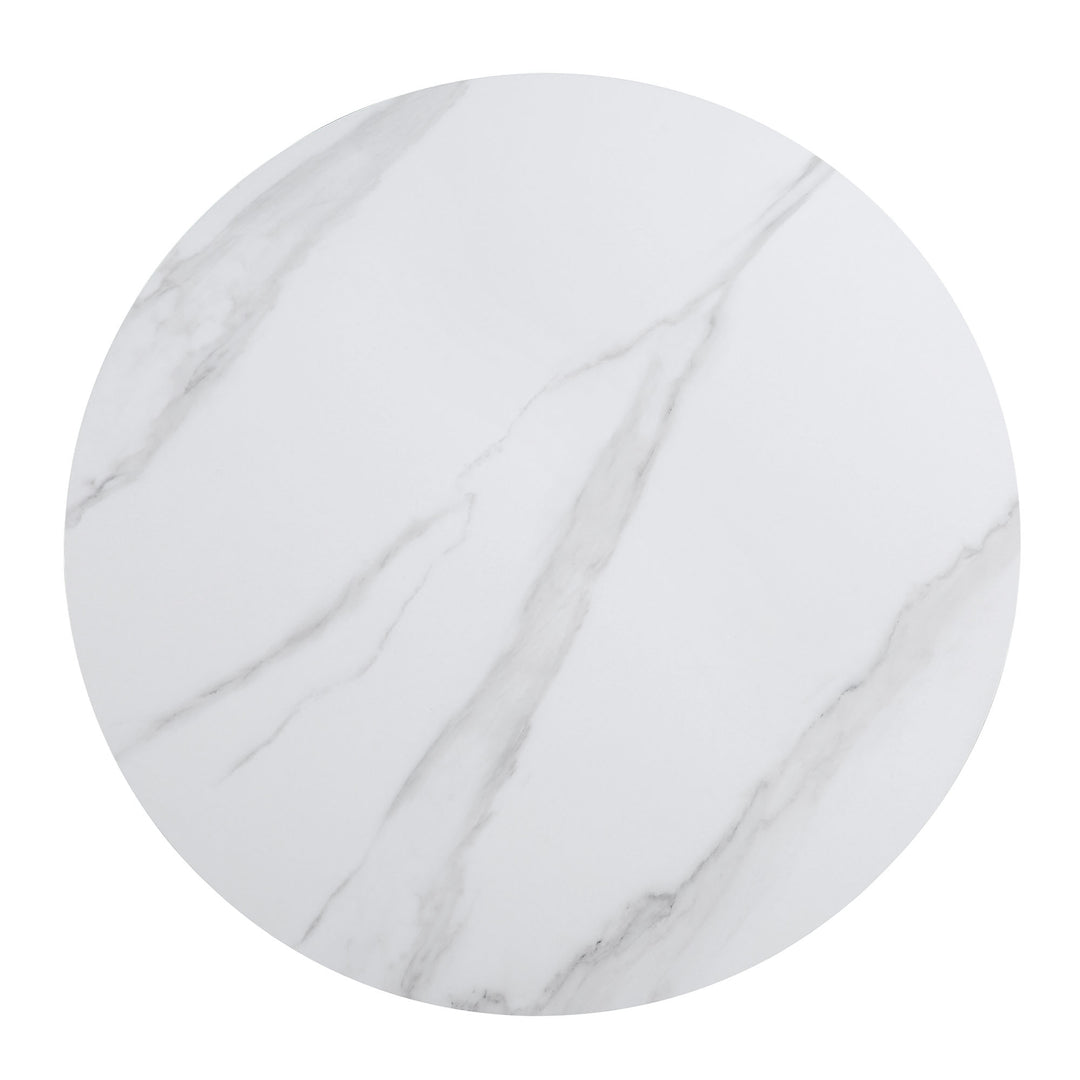 Maru Ceramic Top Black Pedestal Round Dining Table | daals