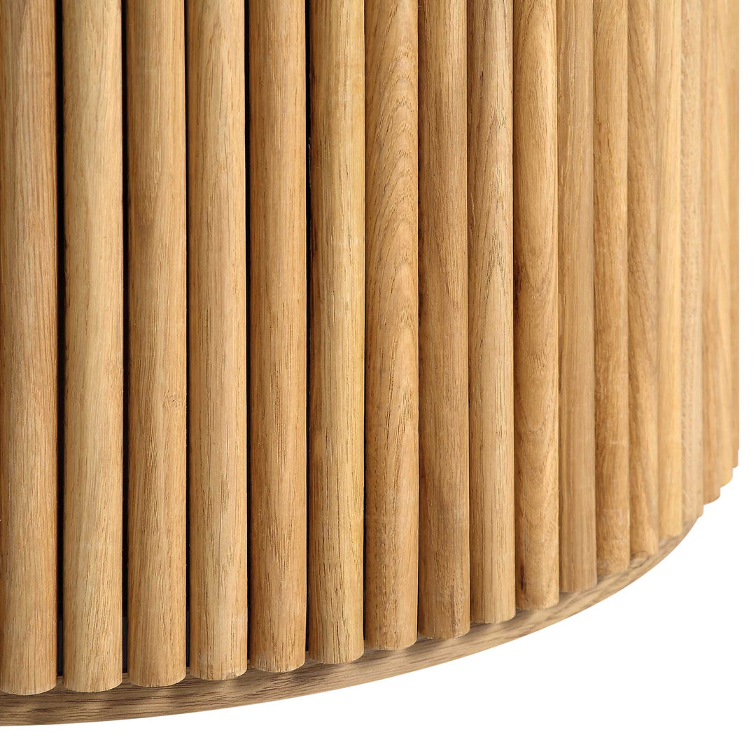Maru Ceramic Top Oak Pedestal Round Dining Table | daals