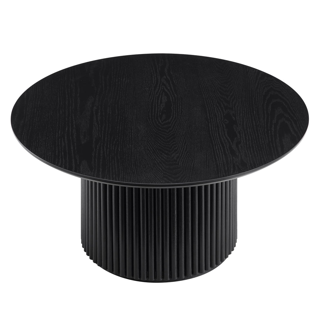 Maru Round Oak Pedestal Coffee Table, Black | daals