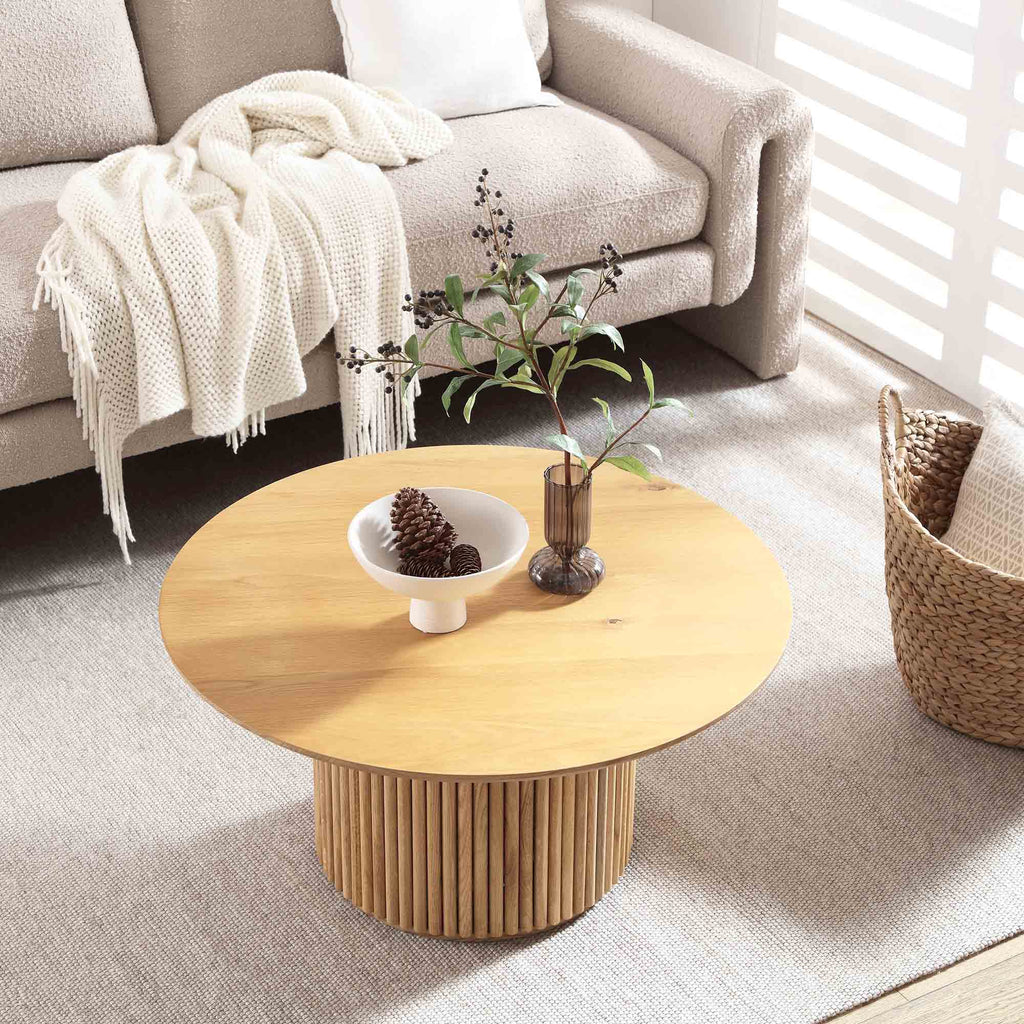 Maru Round Oak Pedestal Coffee Table, Oak | daals