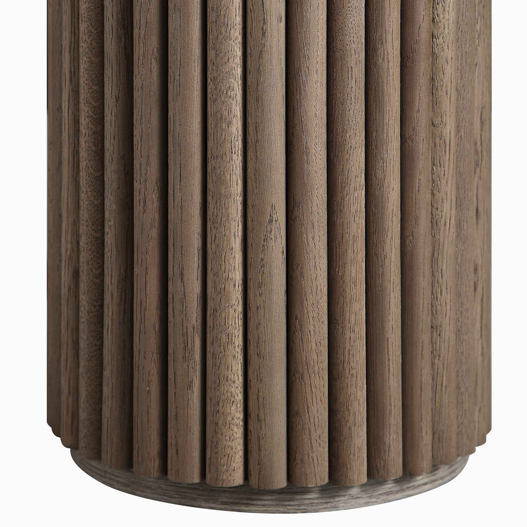 Maru Oak Round Side Table, Silver Oak | daals
