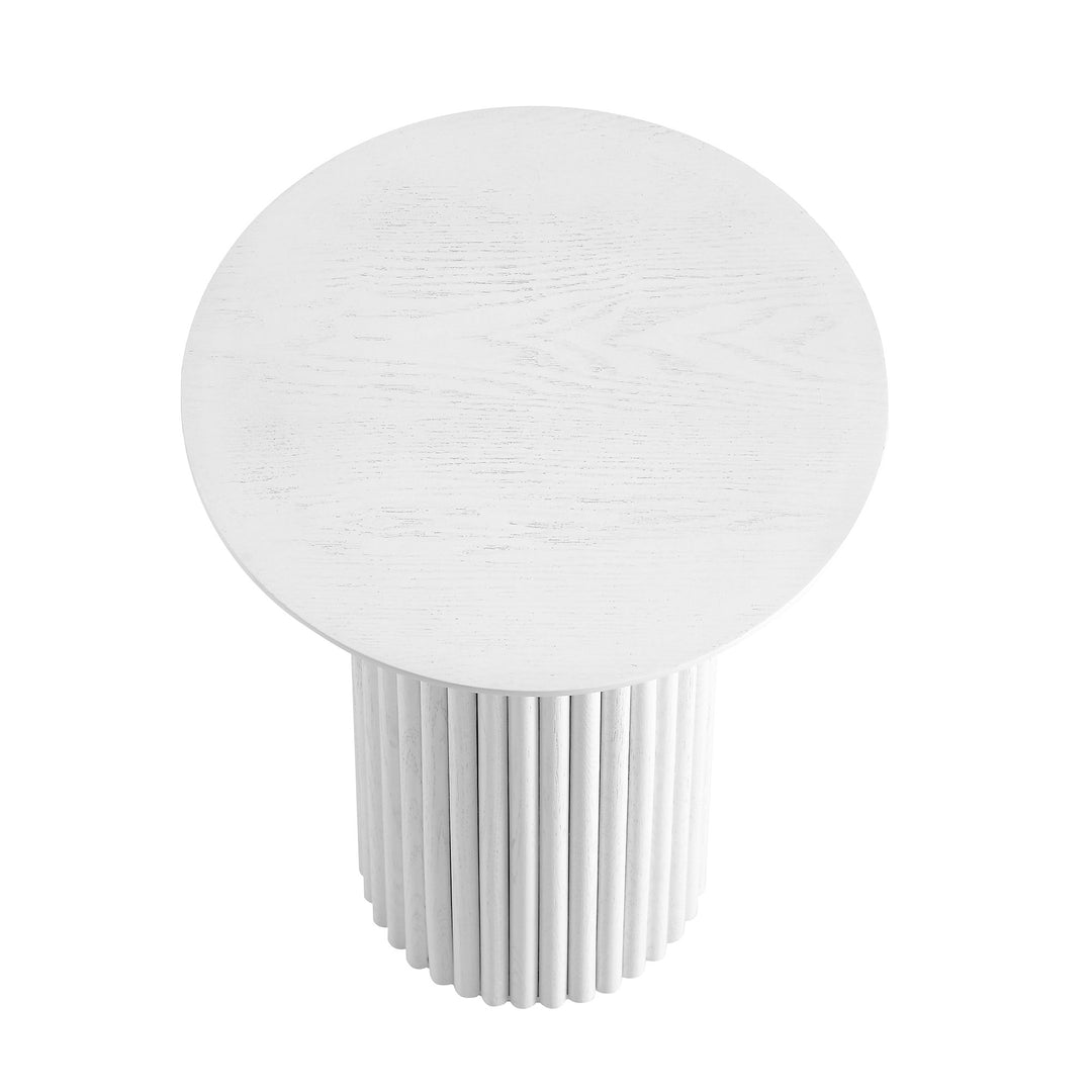Maru Oak Round Side Table, Washed White | daals