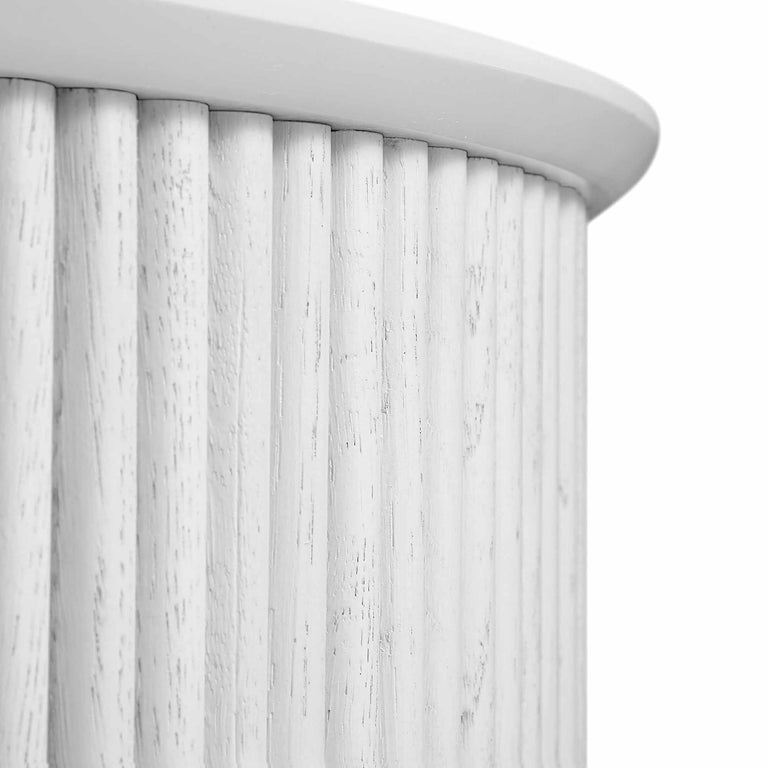 Maru Oak Round Coffee Table with Storage, Washed White | daals