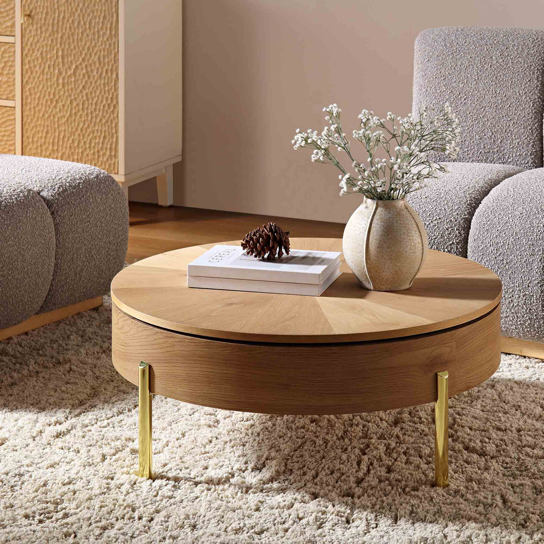 Bohdi Oak Round Rotating Coffee Table | daals