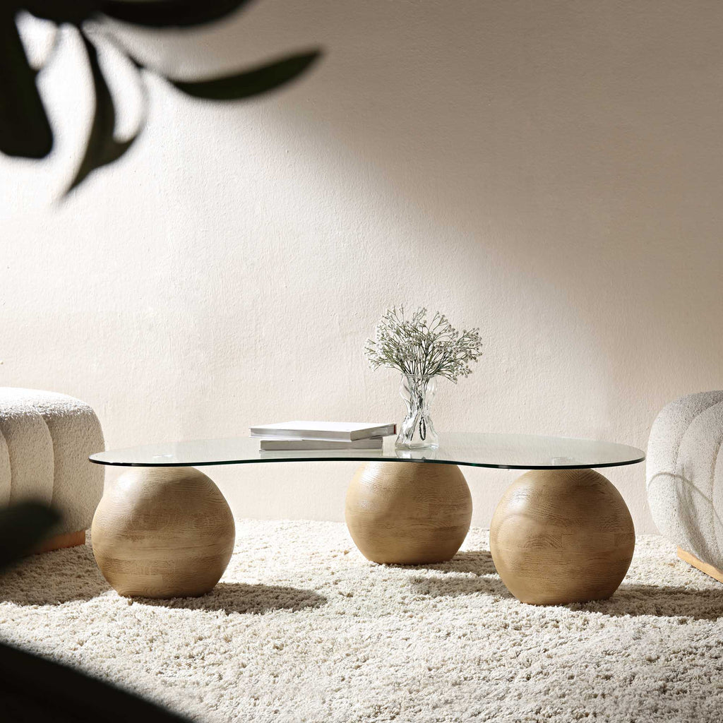 Sveti Curved Glass Coffee Table, Natural | daals