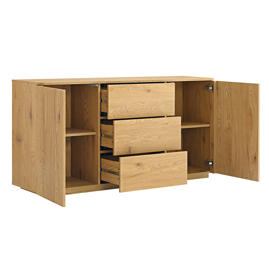 Agnes Curved Edge 2 Door 3 Drawer Wide Sideboard, Natural | daals