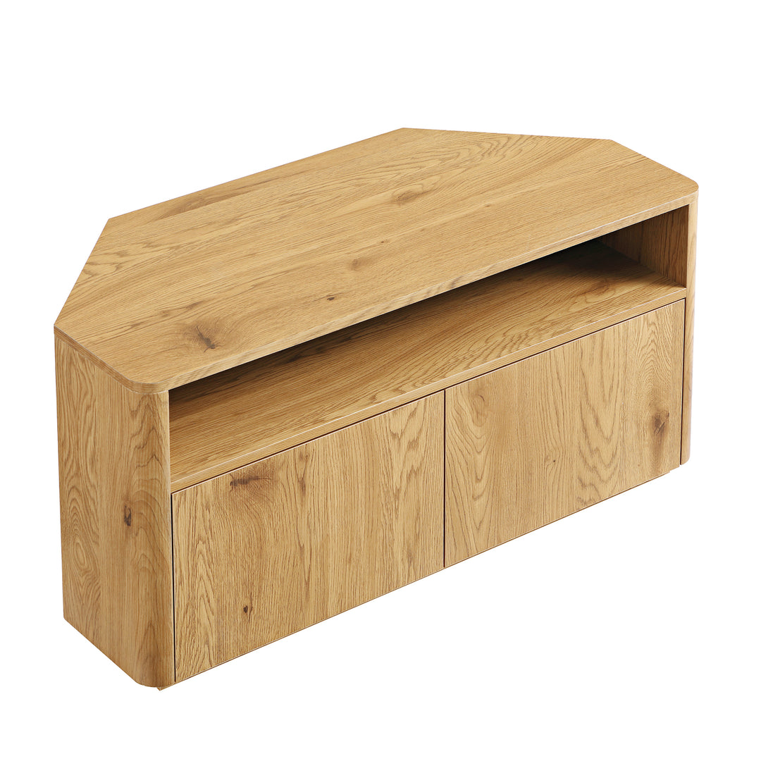 Agnes Curved Edge Corner TV Unit, Natural | daals