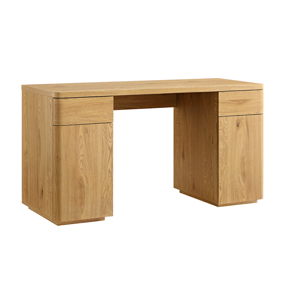 Agnes Curved Edge Desk with Storage, Natural | daals