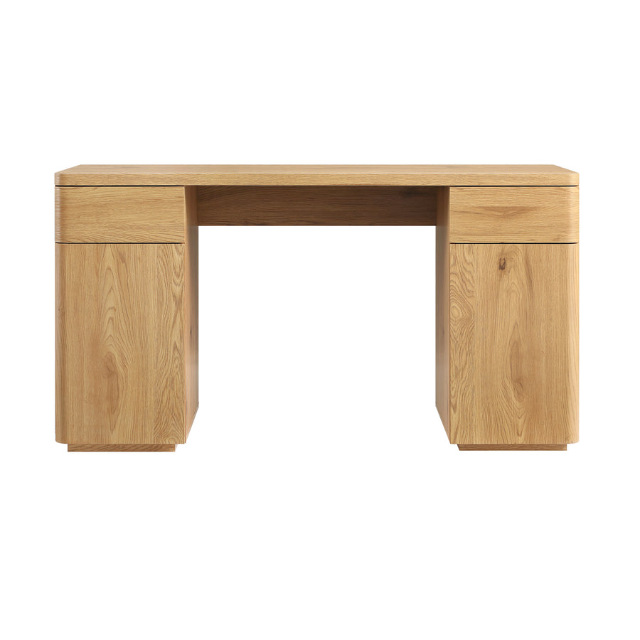 Agnes Curved Edge Desk with Storage, Natural | daals