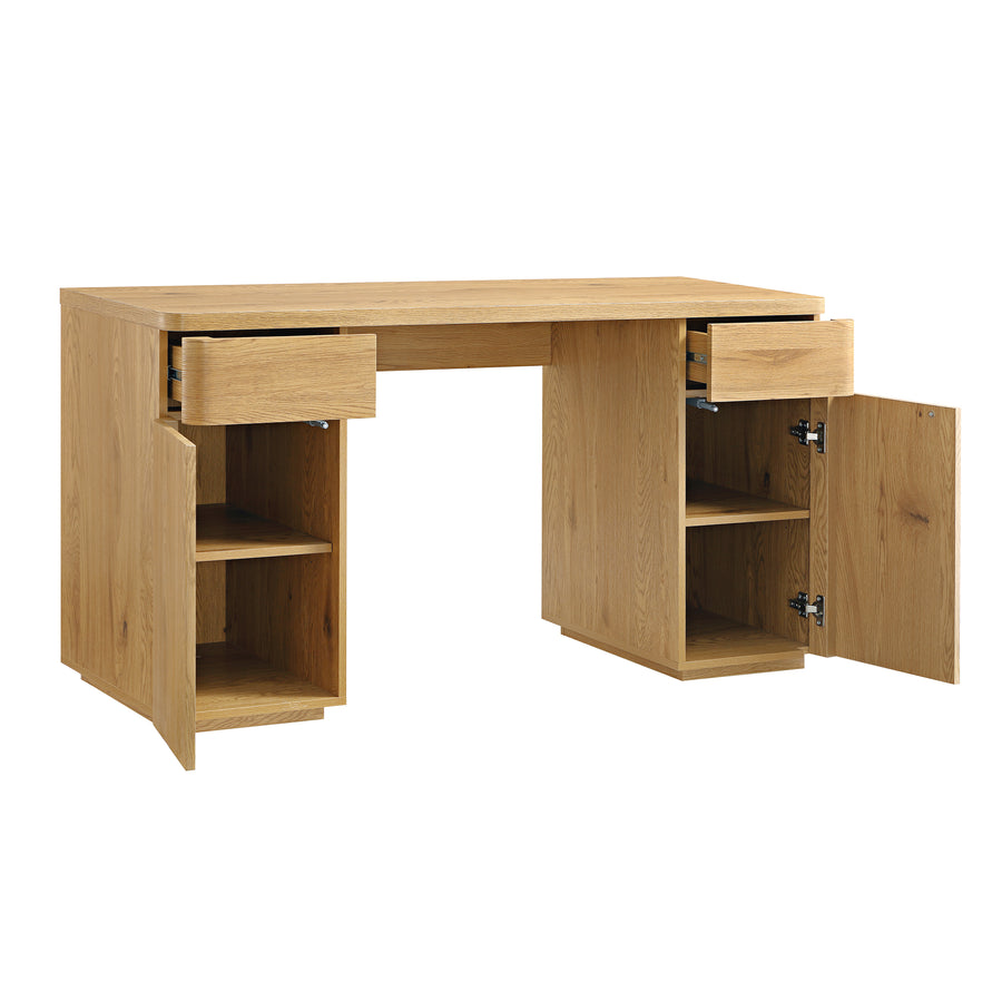 Agnes Curved Edge Desk with Storage, Natural | daals