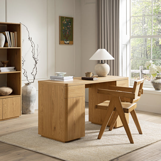 Agnes Curved Edge Desk with Storage, Natural | daals