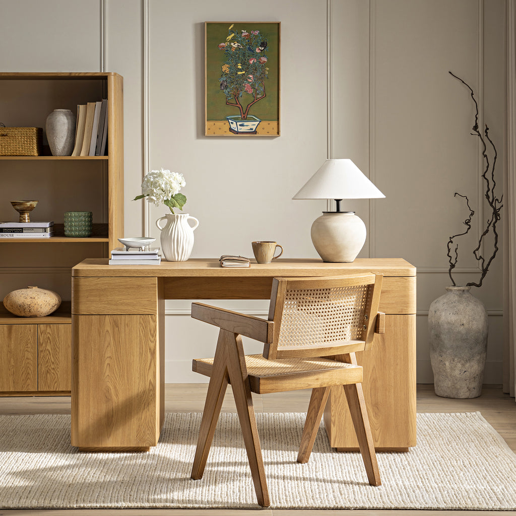 Agnes Curved Edge Desk with Storage, Natural | daals