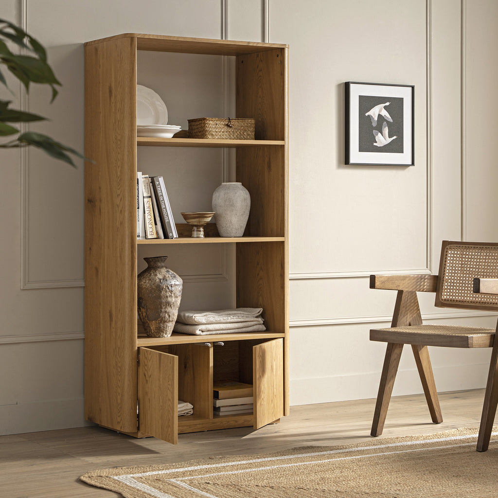 Agnes Curved Edge Bookcase, Natural | daals