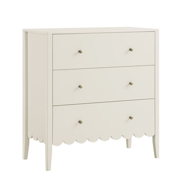 Henley Scalloped Edge 3 Drawer Chest, Light Sand | daals