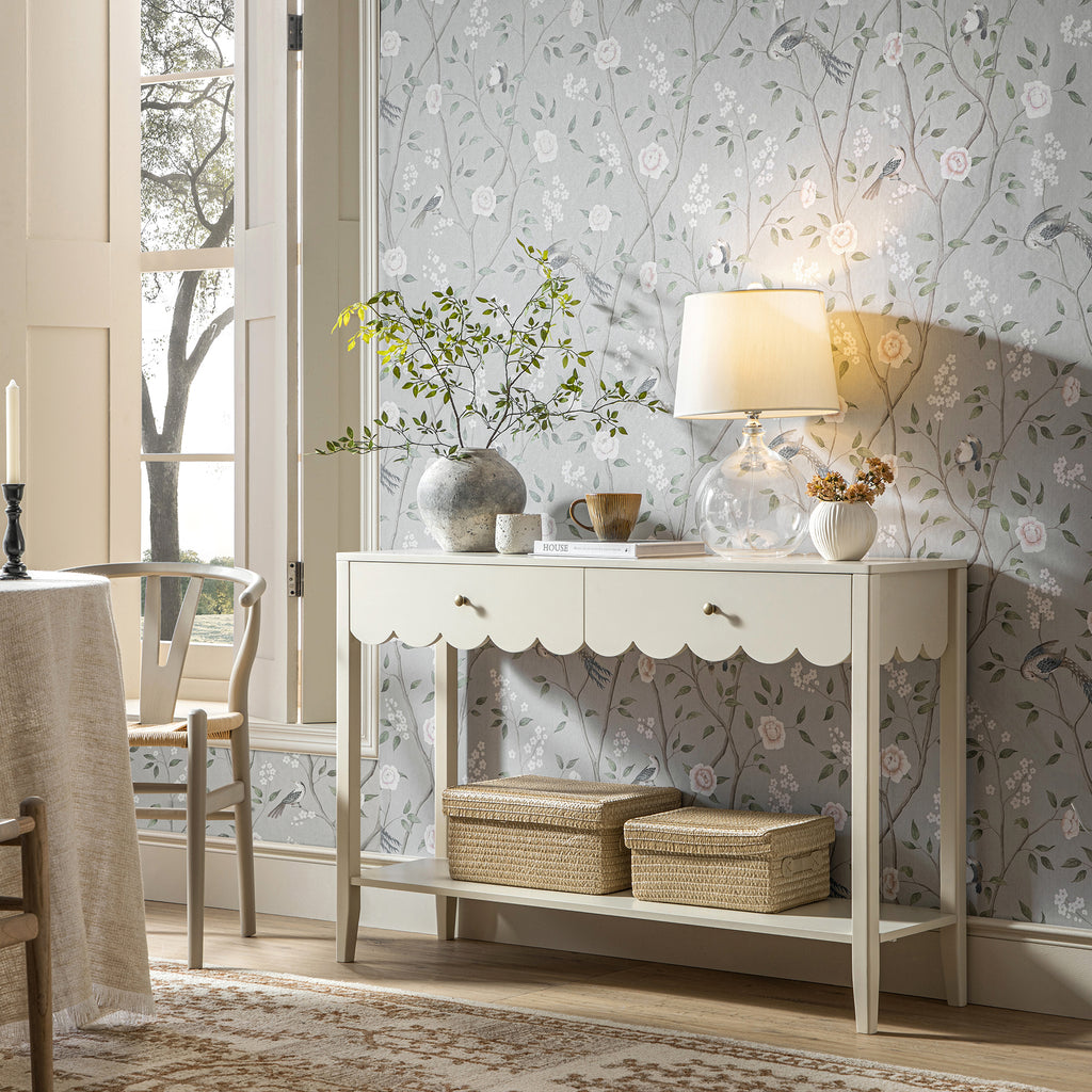 Henley Scalloped Edge Console Table, Light Sand | daals