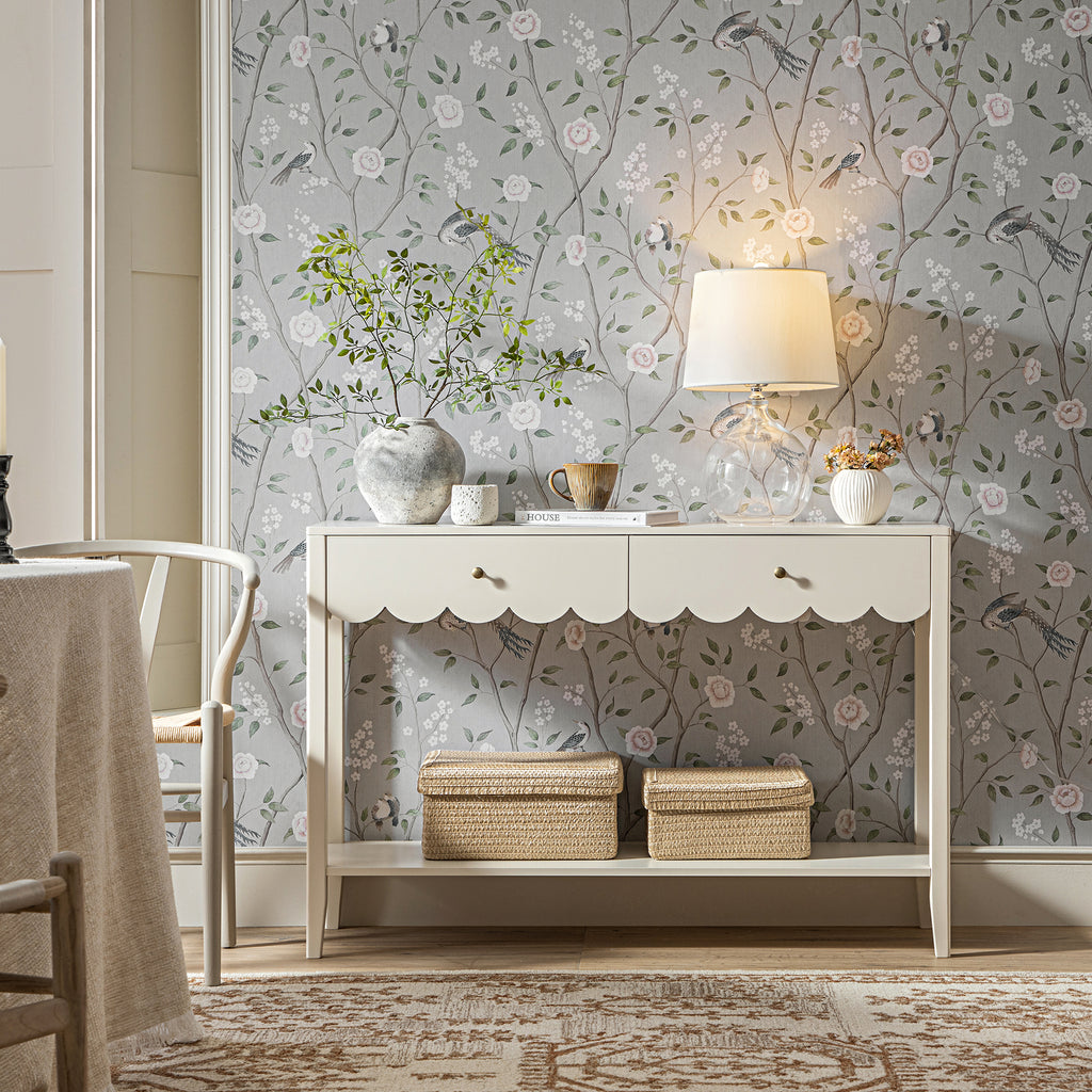 Henley Scalloped Edge Console Table, Light Sand | daals