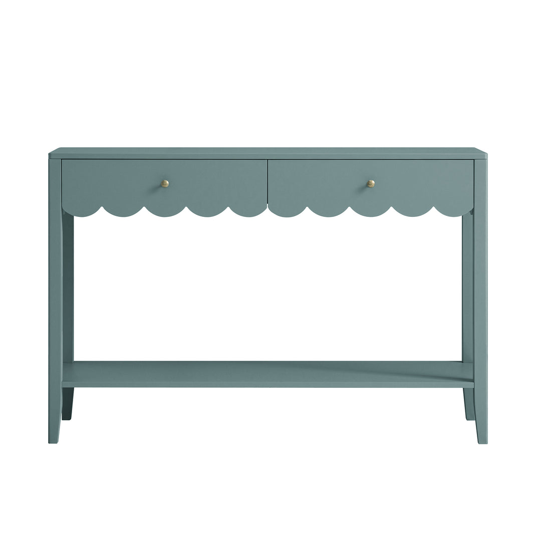 Henley Scalloped Edge Console Table, Blue Spruce | daals