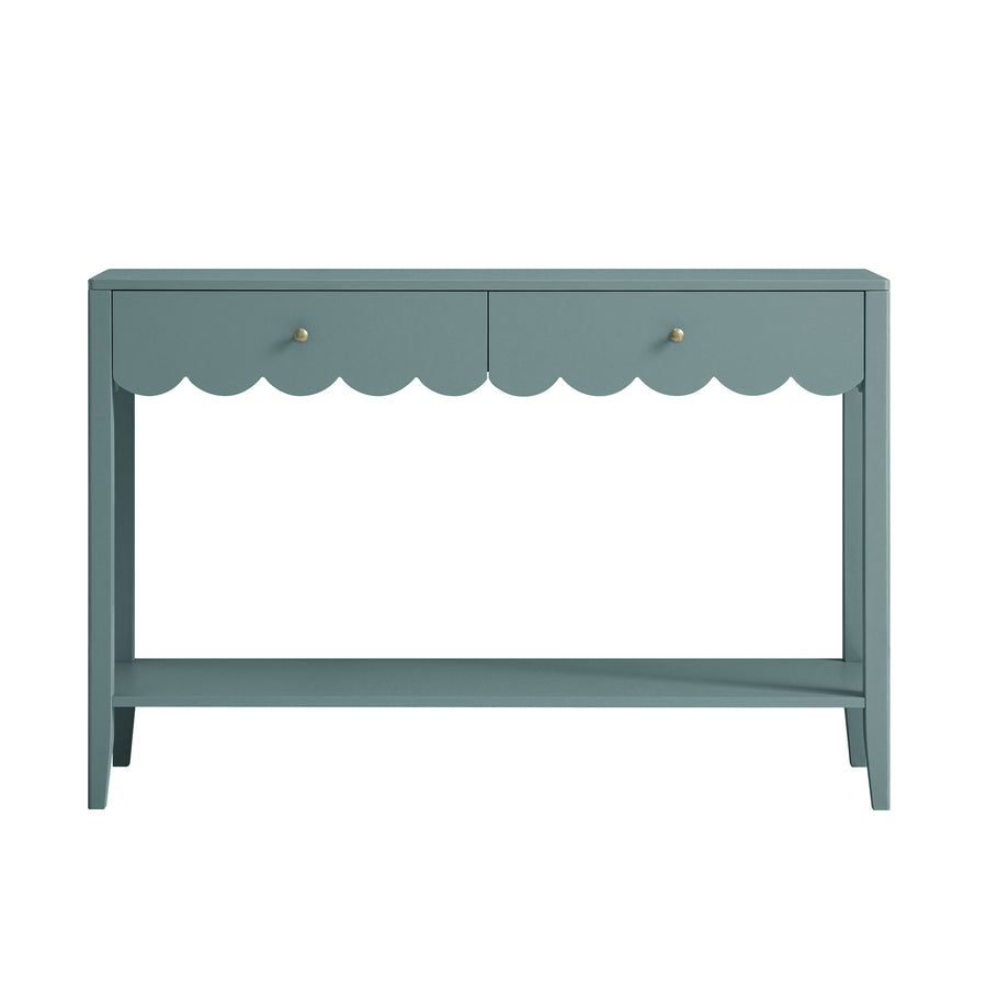 Henley Scalloped Edge Console Table, Blue Spruce | daals